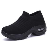 China Fashion Breathable flyknit fabric spring and summer flat women casual sneakers sports walking style shoes for sale