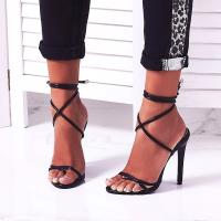 China New design candy color flip flops Square Toe Pink Lace Up heeled sandals 2022 hot selling high Heels shoes For Women for sale