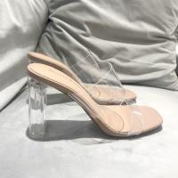 China Fashion Women New Design Sexy thick heel Sandals Open Toe Female Slides Transparent Slipper summer high heels for sale