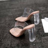 China Fashion Women New Design Sexy thick heel Sandals Open Toe Female Slides Transparent Slipper summer high heels for sale