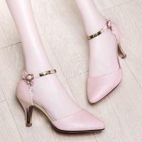 China Little Girls Ankle Strap new style summer versatile sandals Pu upper Elegant Pink high heels shoes for women for sale