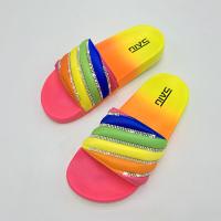China High quality lady rainbow color custom soft women PVC material slippers lightweight out wear sandals wholesale cloud slides for sale