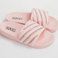 China High quality lady rainbow color custom soft women PVC material slippers lightweight out wear sandals wholesale cloud slides for sale