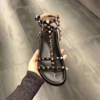 China custom designer new trend Rivets outdoor shoes girl flat sandals for ladies Refinement comfort women footwear slippers for sale