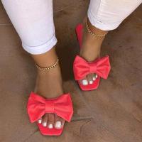China 2022 designer slippers cute fashion big bowknot upper summer outdoor shoes non-slip comfortable women sandals Flats for sale