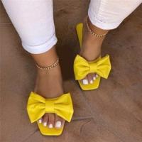 China 2022 designer slippers cute fashion big bowknot upper summer outdoor shoes non-slip comfortable women sandals Flats for sale