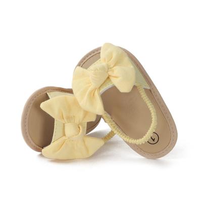 China 2022 Elastic Summer toddler Bowknot flat sandals Kids cute style Baby Girls Slippers new design children's shoes for sale