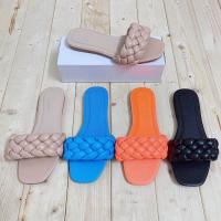 China New Arrivals female solid color Wholesale Popular Unique Womens flat Sandals woven summer Slides slippers for sale
