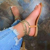 China New arrival 2022 shoes beach fashion chain decoration outdoor non-slip slippers lightweight women flat sandals for sale