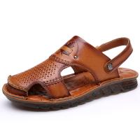 China Summer new closed toe sandals mens wholesale fashion trend slippers men cowhide upper beach casual shoes for sale