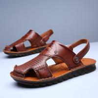 China Summer new closed toe sandals mens wholesale fashion trend slippers men cowhide upper beach casual shoes for sale