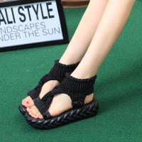 China Sandals ladies summer thick sole hot selling open toe casual shoes fashion comfortable woven women slippers for sale