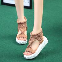 China Sandals ladies summer thick sole hot selling open toe casual shoes fashion comfortable woven women slippers for sale