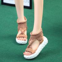China Sandals ladies summer thick sole hot selling open toe casual shoes fashion comfortable woven women slippers for sale