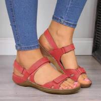 China Summer breathable beach outdoor shoes comfortable open toe solid color women slippers large size flat sandals for sale