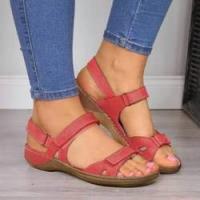 China Summer breathable beach outdoor shoes comfortable open toe solid color women slippers large size flat sandals for sale