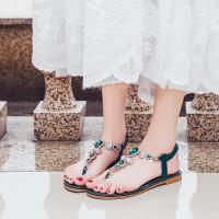 China Wholesale female summer flat flip flops slippers 2022 new design simple beach rhinestone sandals women shoes for sale