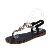 China Wholesale female summer flat flip flops slippers 2022 new design simple beach rhinestone sandals women shoes for sale