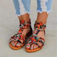 China Large size beach casual shoes lady 2022 summer rubber sole slippers new Roman style sandals for women and ladies for sale