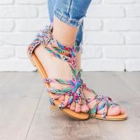 China Large size beach casual shoes lady 2022 summer rubber sole slippers new Roman style sandals for women and ladies for sale