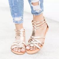 China Large size beach casual shoes lady 2022 summer rubber sole slippers new Roman style sandals for women and ladies for sale