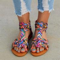 China Large size beach casual shoes lady 2022 summer rubber sole slippers new Roman style sandals for women and ladies for sale