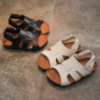 China new arrival kids cork sandals pure color leather soft breathable kids beach slippers baby girl sandals for sale