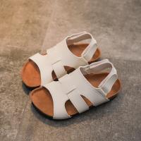 China new arrival kids cork sandals pure color leather soft breathable kids beach slippers baby girl sandals for sale