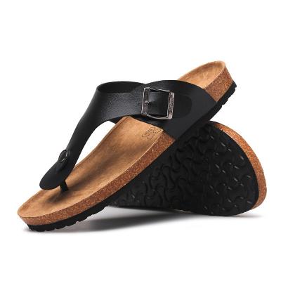 China men comfortable cork slippers soft wood soles beach flip flops for men slipper for sale