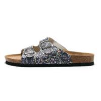 China 2021 summer women new double-button casual cork slippers with Flower pattern leather patchwork rubber white platform sandal for sale