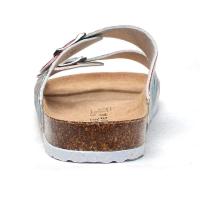 China Summer Ladies Stylish Ladies Sandals Thick Leather  Metal Double Button for sale