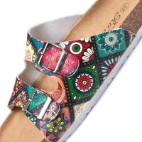 China Summer Ladies Stylish Ladies Sandals Thick Leather  Metal Double Button for sale