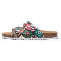 China Summer Ladies Stylish Ladies Sandals Thick Leather  Metal Double Button for sale