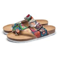 China Thick Leather Summer Women Candy Color Sandals With Adjustable Metal Clasp Rubber for sale