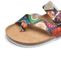 China Thick Leather Summer Women Candy Color Sandals With Adjustable Metal Clasp Rubber for sale