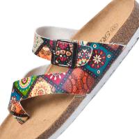 China Thick Leather Summer Women Candy Color Sandals With Adjustable Metal Clasp Rubber for sale