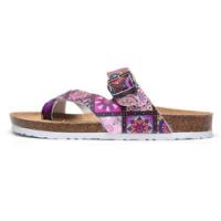 China Thick Leather Summer Women Candy Color Sandals With Adjustable Metal Clasp Rubber for sale