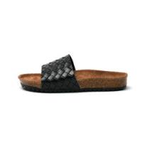 China Custom Logo Summer Girl  Solid Color Woven Breathable Non Slip Cork Slippers for sale