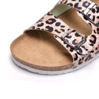 China Wholesale 2021 summer new ladies slippers Leopard Printed Cork Sole Two Straps Portable Cork slippers casual shoes woman for sale