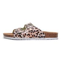 China Wholesale 2021 summer new ladies slippers Leopard Printed Cork Sole Two Straps Portable Cork slippers casual shoes woman for sale