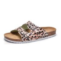 China Wholesale 2021 summer new ladies slippers Leopard Printed Cork Sole Two Straps Portable Cork slippers casual shoes woman for sale