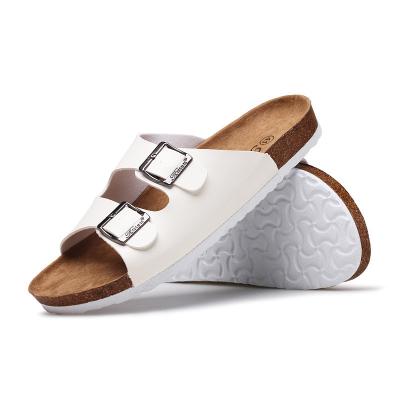 China summer comfortable beach walking soft flat faux suede wooden men women slippers sandals for sale