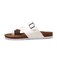 China 2020 pure color Slippers Women Summer Beach Casual Wood Flip Flops men Retro Flat slides  Cork Slippers sandal upper for sale