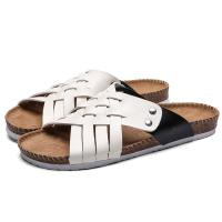 China Popular Wooden Sandal For Man open toe Real Cork Sole slippers for men rubber for sale