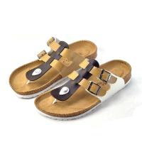 China New Design Black Unisex Slides Sandals PU Leather Double Strap Flat Soft Cork Sandals slippers for men rubber for sale
