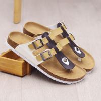 China New Design Black Unisex Slides Sandals PU Leather Double Strap Flat Soft Cork Sandals slippers for men rubber for sale