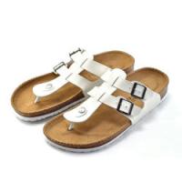 China New Design Black Unisex Slides Sandals PU Leather Double Strap Flat Soft Cork Sandals slippers for men rubber for sale
