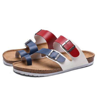China Black Antislip tpr Outsole Summer Beach Two Strap Cork Sandals Slipper for men for sale