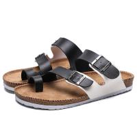 China Black Antislip tpr Outsole Summer Beach Two Strap Cork Sandals Slipper for men for sale