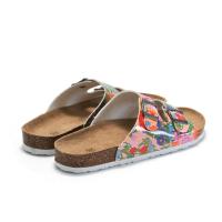 China American hot sale New design high quality summer women Pattern Printing Double Buckle Cork Slipper floral sandals for sale